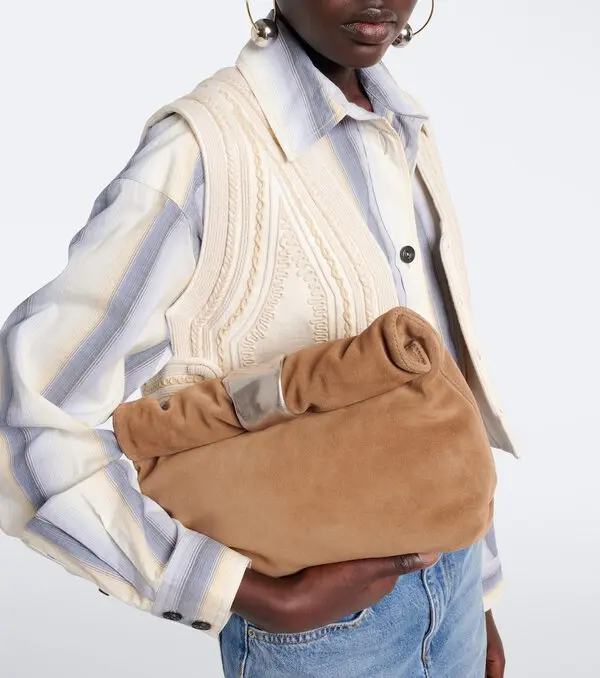 Staud Puff Small Suede Clutch - Brown