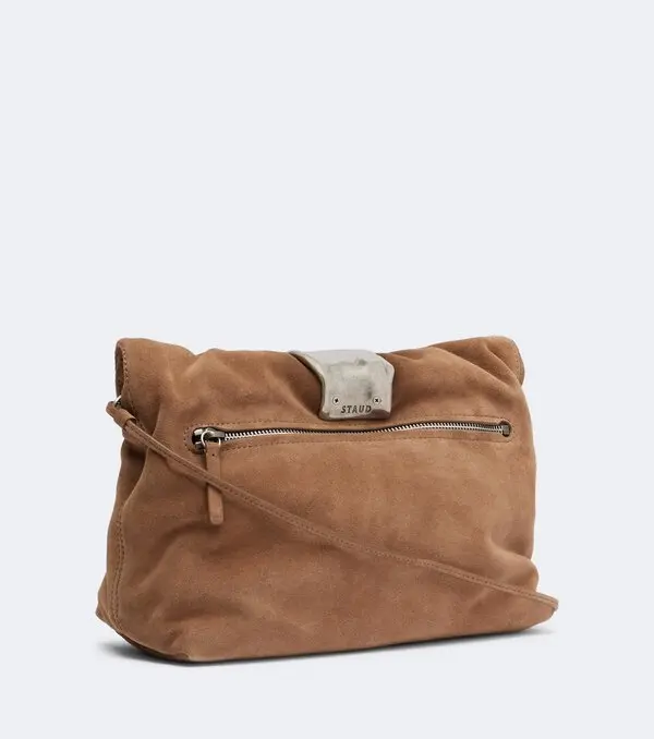 Staud Puff Small Suede Clutch - Brown