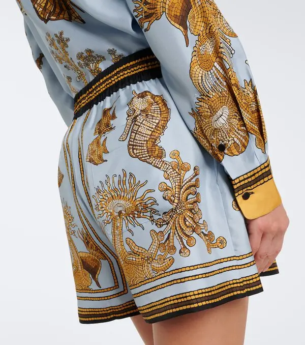 La DoubleJ Printed Silk Twill Pull-on Shorts