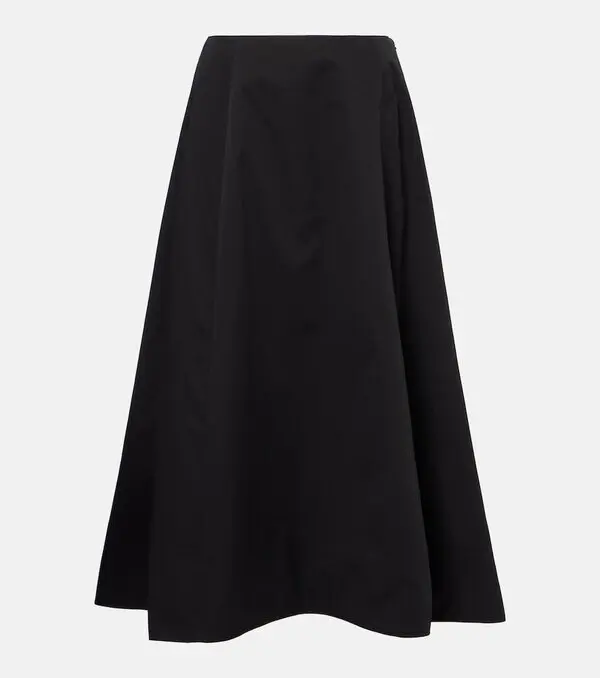 Balenciaga Cotton Twill Midi Skirt - Black