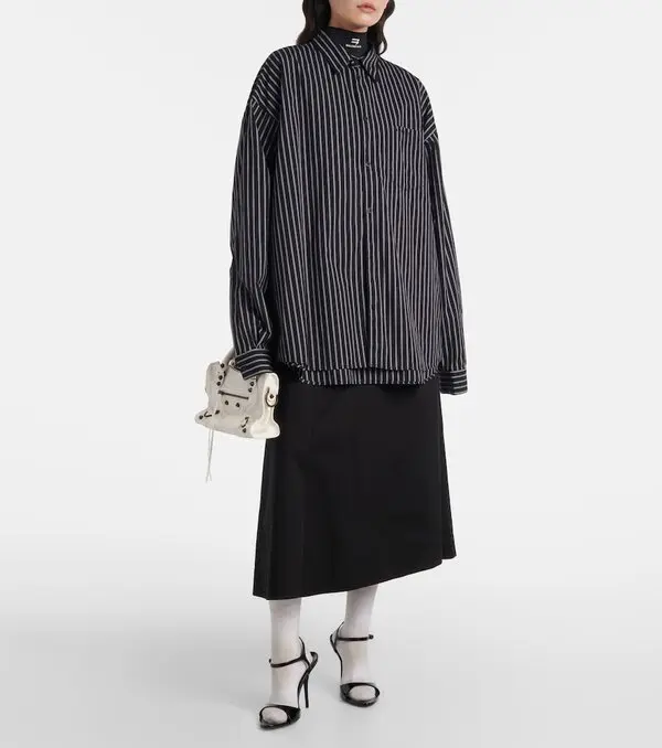 Balenciaga Cotton Twill Midi Skirt - Black