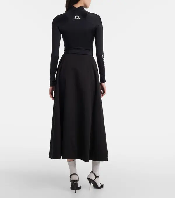 Balenciaga Cotton Twill Midi Skirt - Black