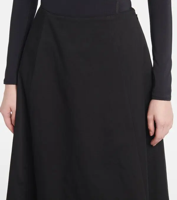 Balenciaga Cotton Twill Midi Skirt - Black