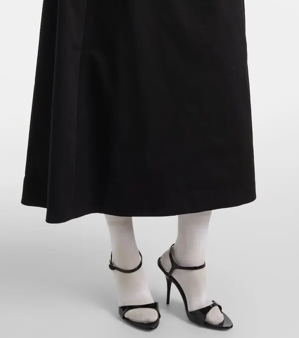 Balenciaga Cotton Twill Midi Skirt - Black