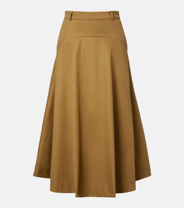 Balenciaga Cotton Twill Midi Skirt - Brown