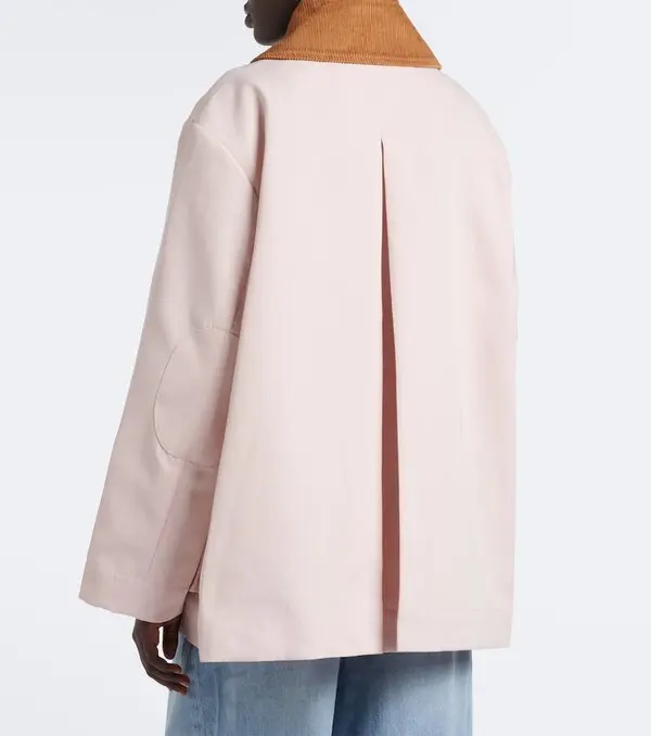 GANNI Canvas Jacket With Corduroy Collar - Pink