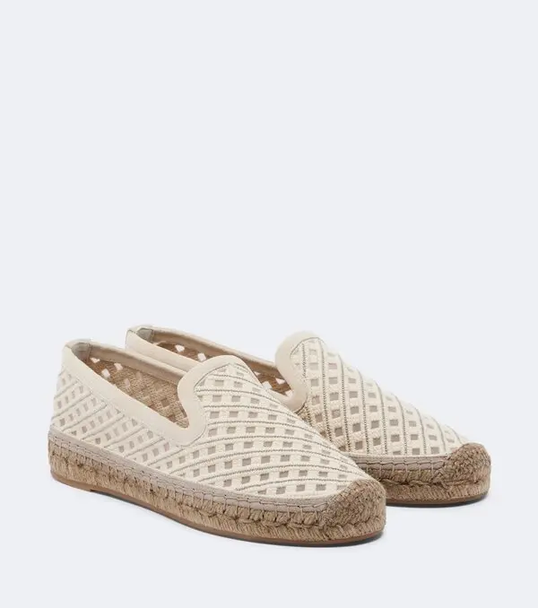 Brunello Cucinelli Monili Suede-trimmed Canvas Espadrilles - Beige