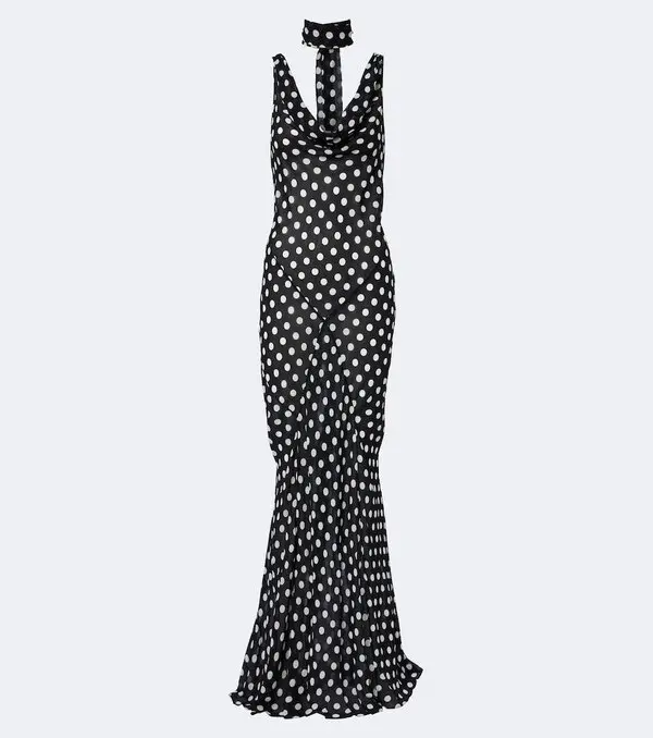 ALEXANDRA MIRO Harper Polka-dot Maxi Dress - Black