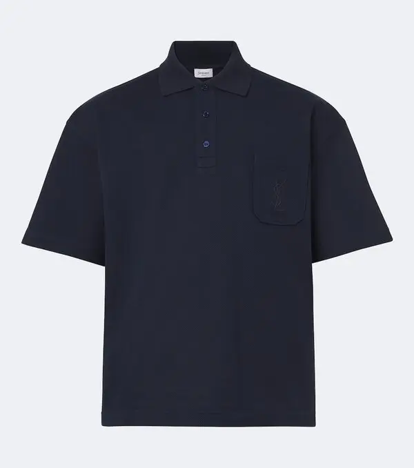 Saint Laurent Cassandre Cotton Polo Shirt - Blue