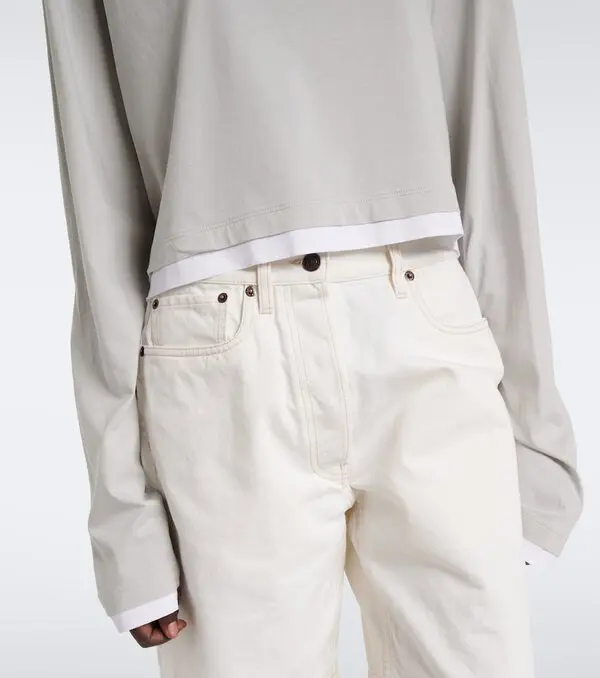 Prada Cotton Piqué And Jersey Crewneck Top