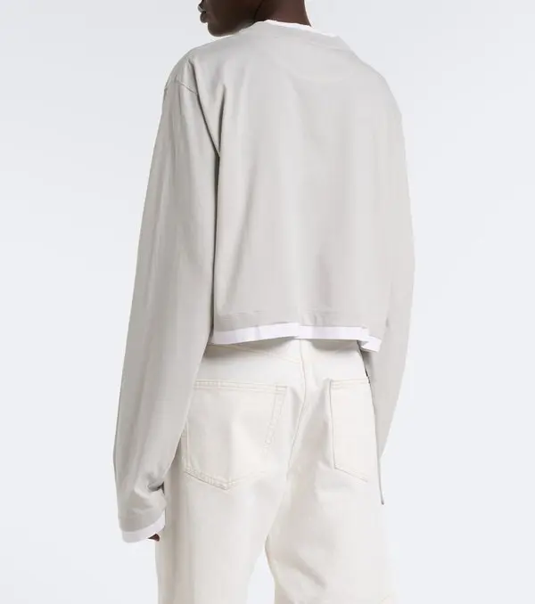 Prada Cotton Piqué And Jersey Crewneck Top