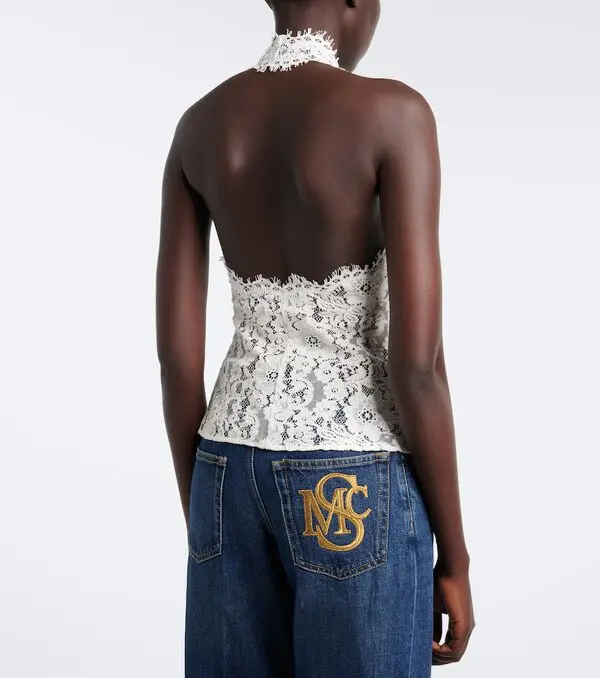 Stella McCartney Halterneck Cotton-blend Lace Top