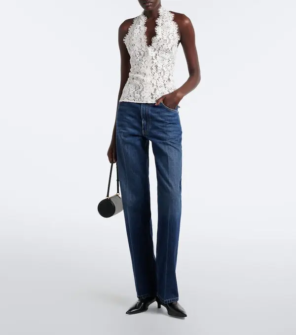 Stella McCartney Halterneck Cotton-blend Lace Top