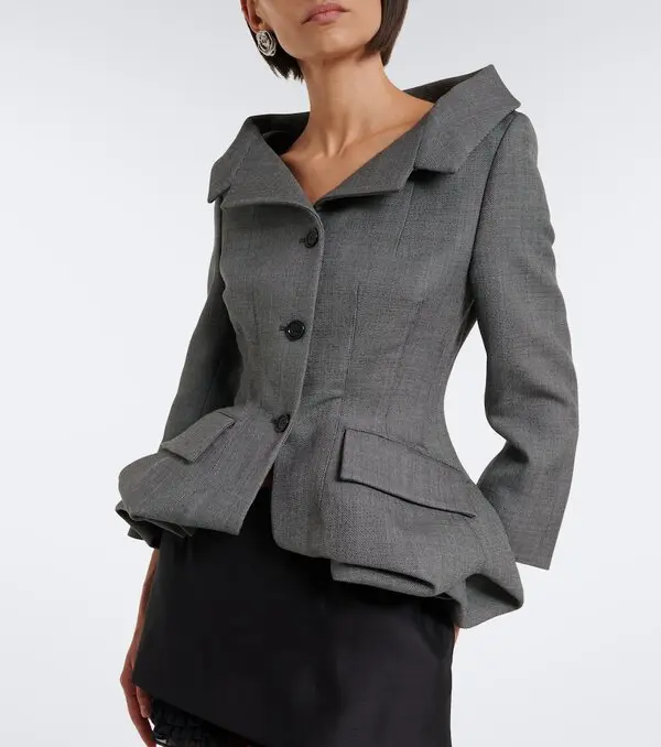 Magda Butrym Peplum Virgin Wool Blazer