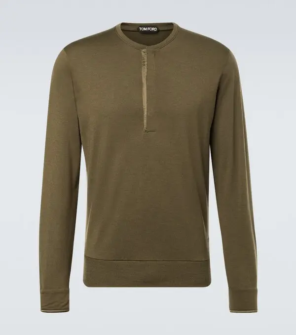 TOM FORD Wool, Cashmere, And Silk Henley Shirt - Green