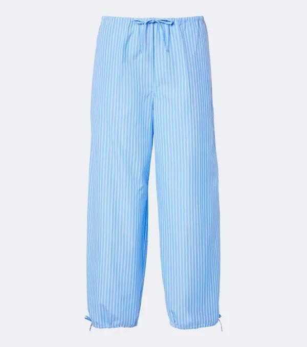 TOTEME Striped Cotton Poplin Wide-leg Pants - Blue