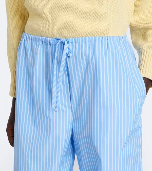 TOTEME Striped Cotton Poplin Wide-leg Pants