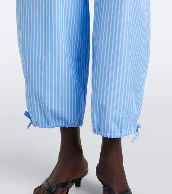 TOTEME Striped Cotton Poplin Wide-leg Pants