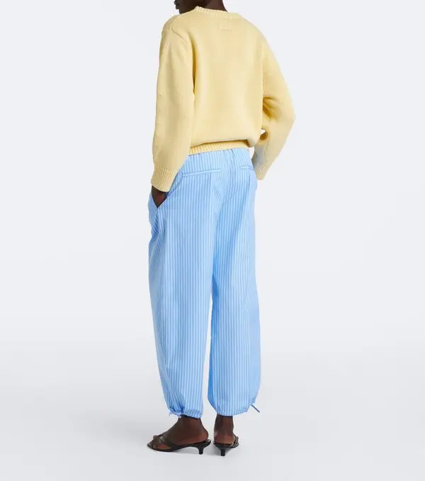 TOTEME Striped Cotton Poplin Wide-leg Pants