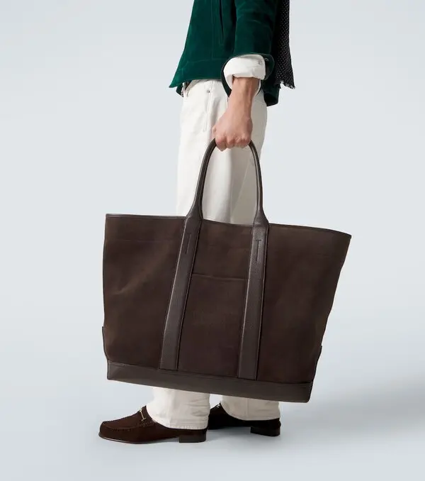 TOM FORD Suede Tote Bag With Leather Trim