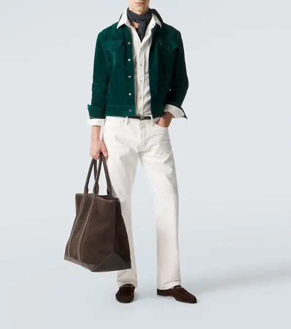 TOM FORD Suede Tote Bag With Leather Trim