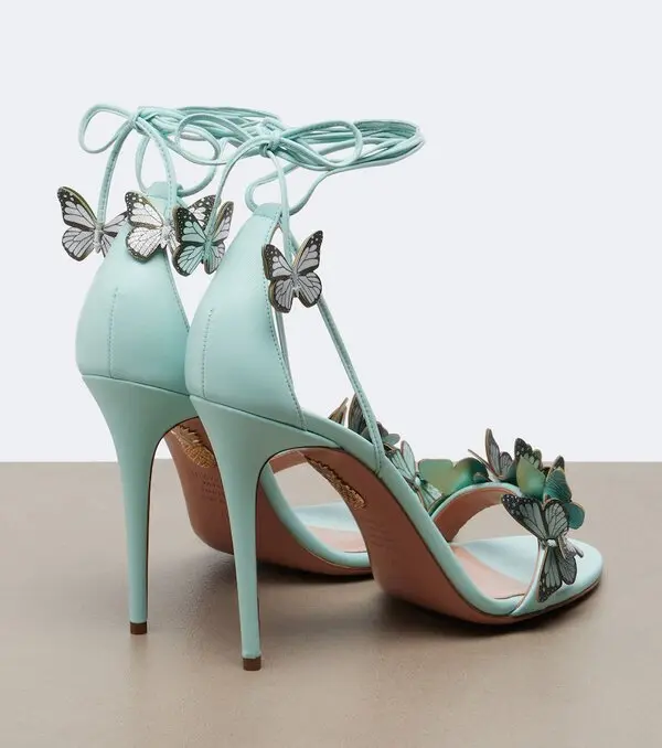 AQUAZZURA Papillon Appliqué Leather Sandals