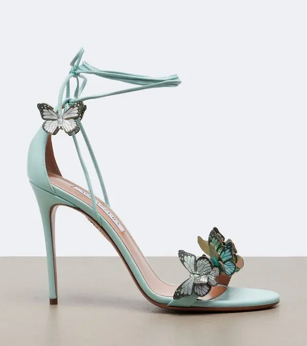 AQUAZZURA Papillon Appliqué Leather Sandals