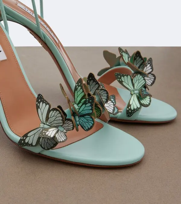AQUAZZURA Papillon Appliqué Leather Sandals