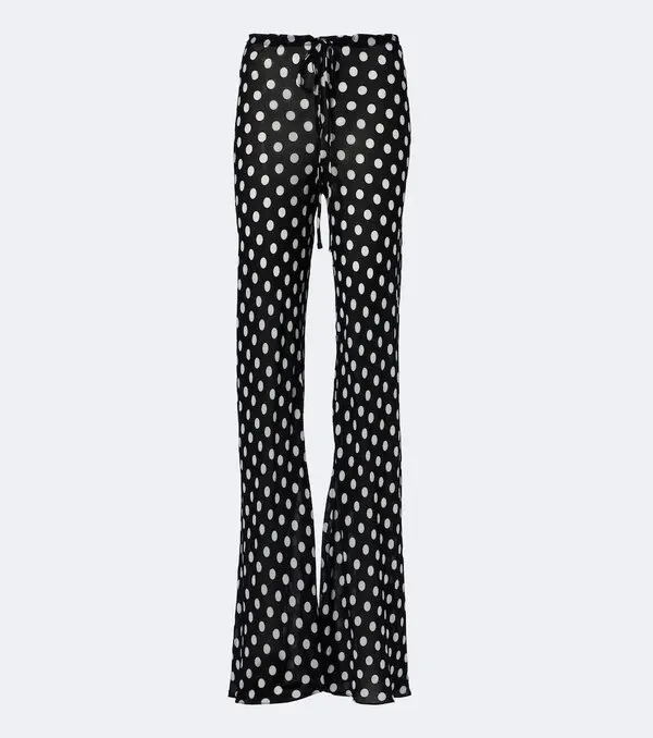 ALEXANDRA MIRO Scarlett Polka-dot Flared Pants - Black