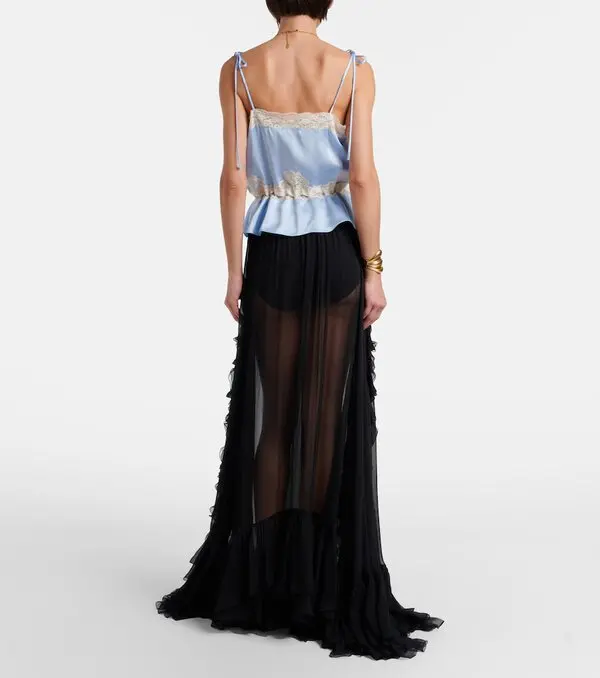 Chloé Ruffled Sheer Silk Maxi Skirt