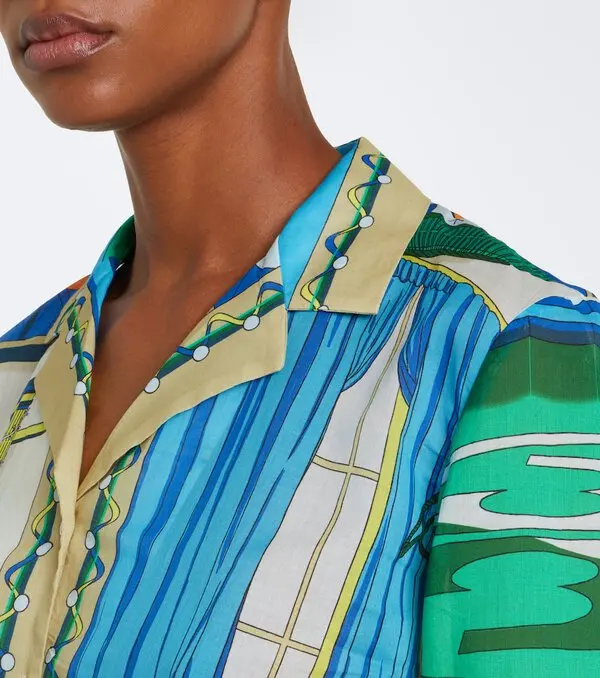 Tory Burch Printed Cotton Poplin Bowling Shirt