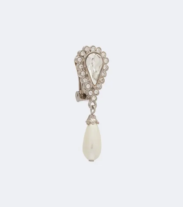 Alessandra Rich Crystal And Faux Pearl Clip-on Earrings