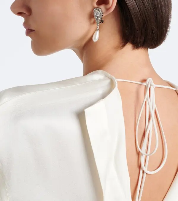 Alessandra Rich Crystal And Faux Pearl Clip-on Earrings