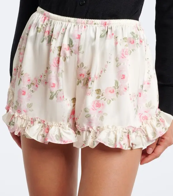 Simone Rocha Cream Floral Ruffle Shorts