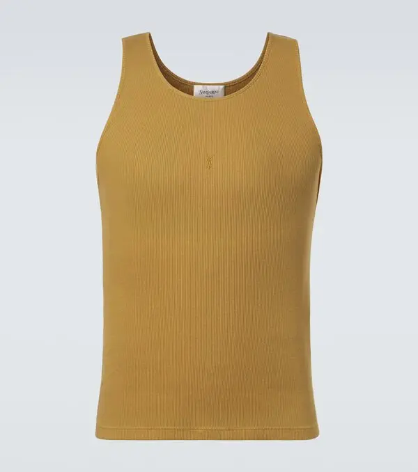 Saint Laurent Cassandre Cotton Tank Top - Beige