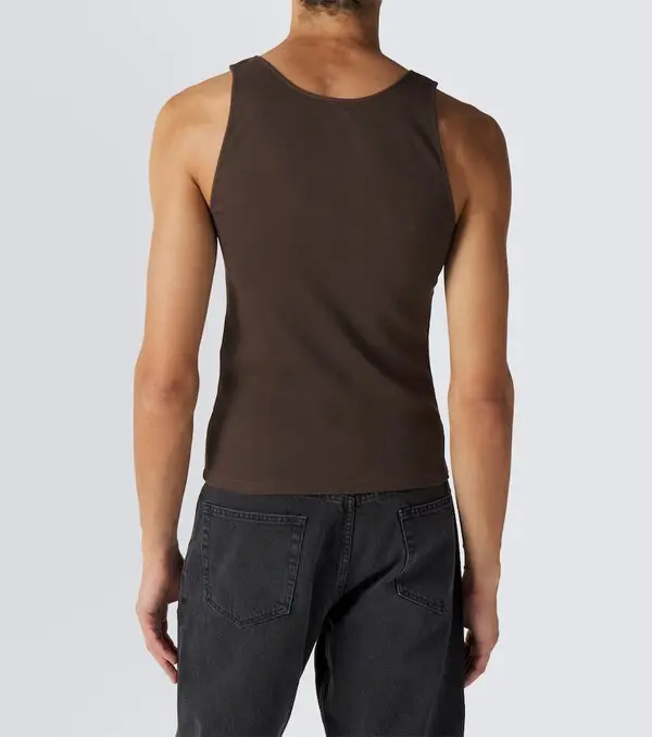 Saint Laurent Cassandre Cotton Tank Top - Brown