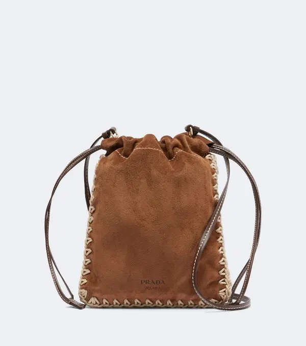 Prada Suede Phone Pouch - Brown
