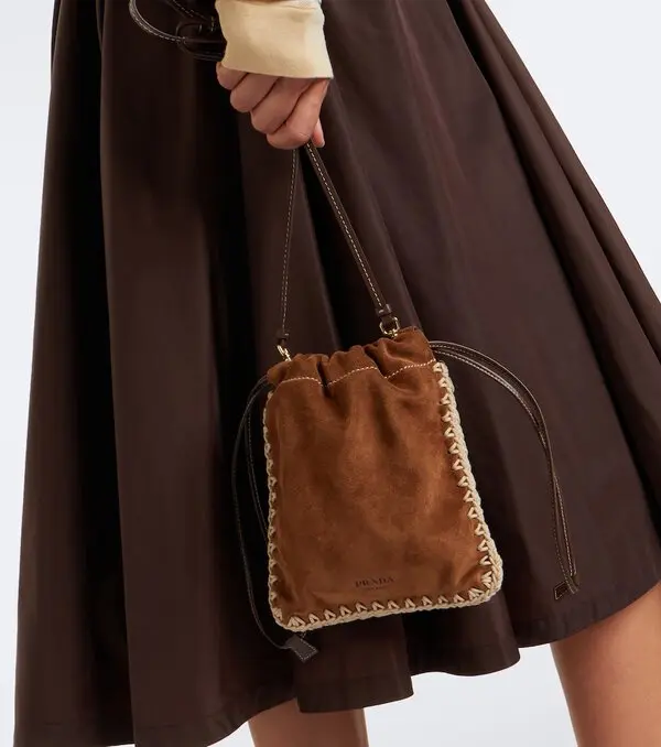Prada Suede Phone Pouch - Brown