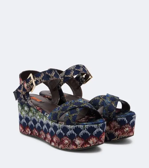 Missoni Julia Lamé Platform Sandals - Blue