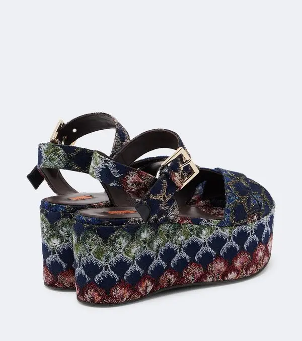 Missoni Julia Lamé Platform Sandals - Blue