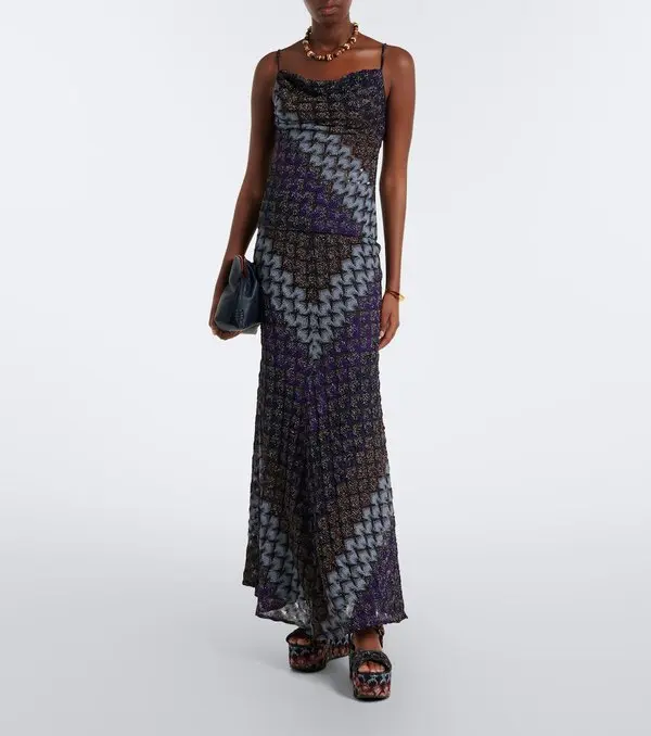 Missoni Julia Lamé Platform Sandals - Blue