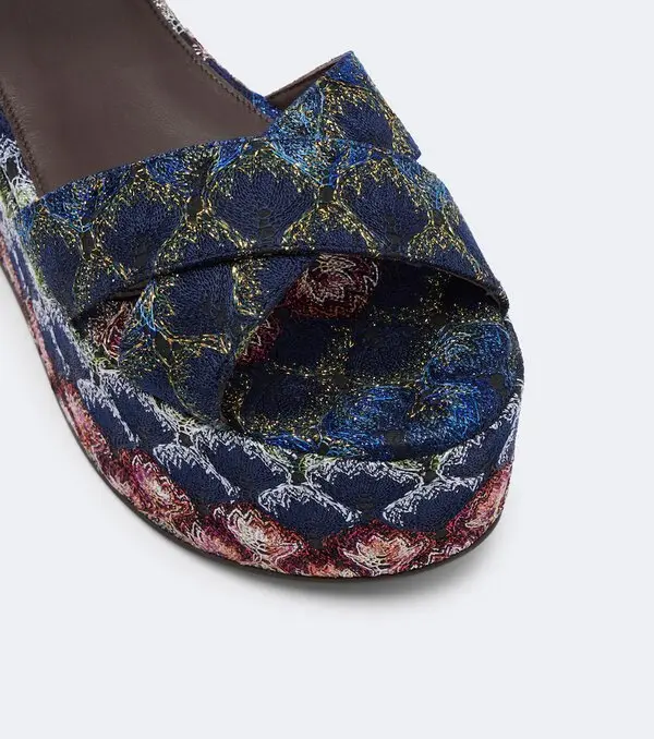 Missoni Julia Lamé Platform Sandals - Blue