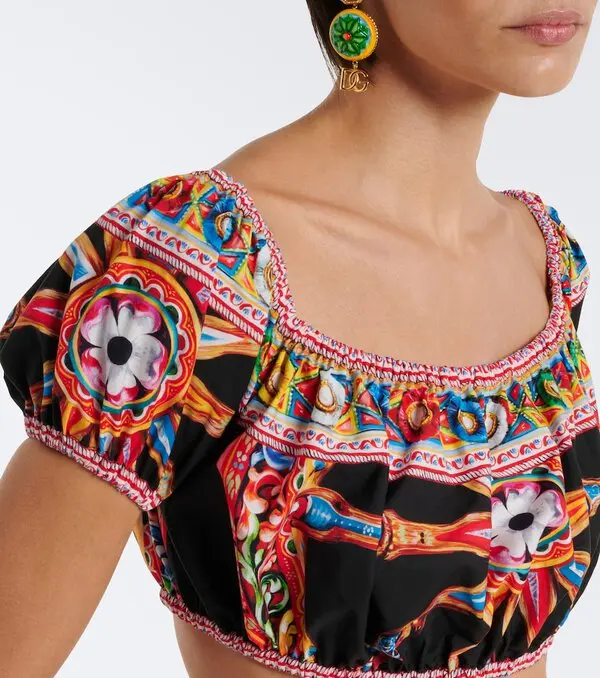 Dolce & Gabbana Carretto Cotton Poplin Crop Top
