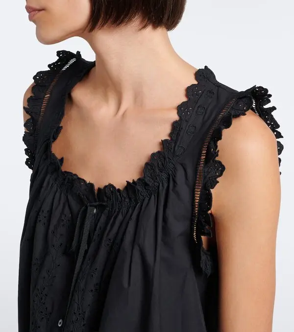 DÔEN Nessie Broderie Anglaise Cotton Minidress - Black