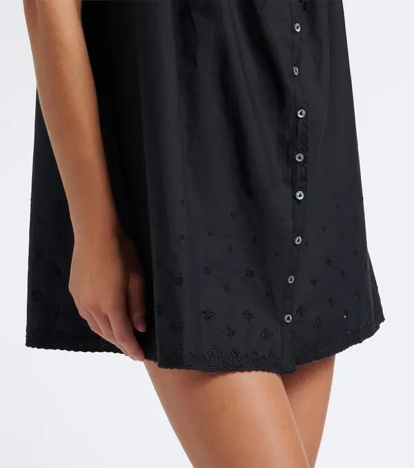 DÔEN Nessie Broderie Anglaise Cotton Minidress - Black