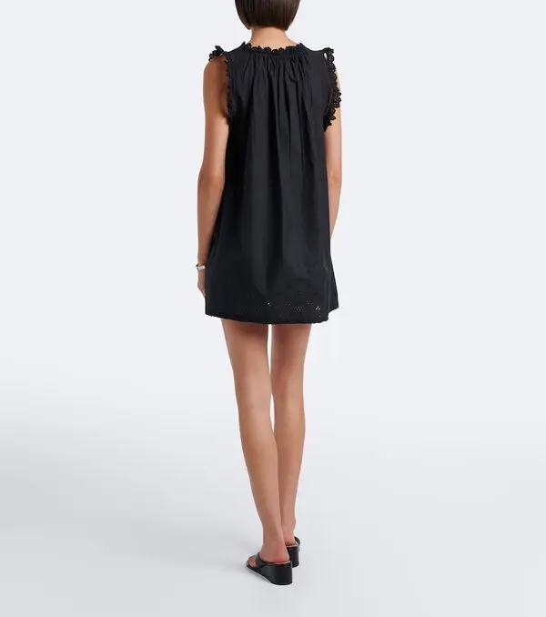 DÔEN Nessie Broderie Anglaise Cotton Minidress - Black