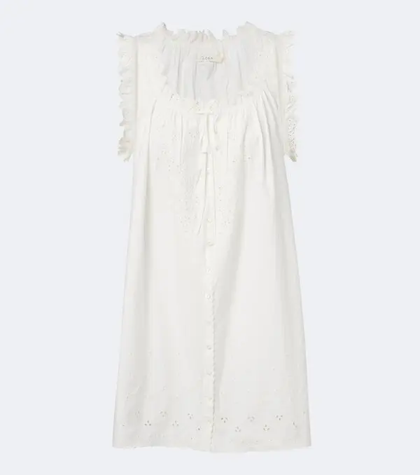 DÔEN Broderie Anglaise Cotton Mini Dress - White