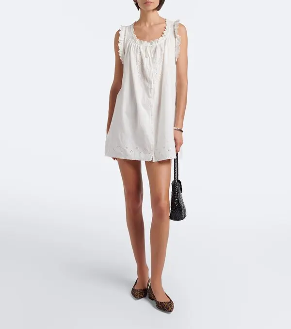 DÔEN Nessie Broderie Anglaise Cotton Mini Dress - White