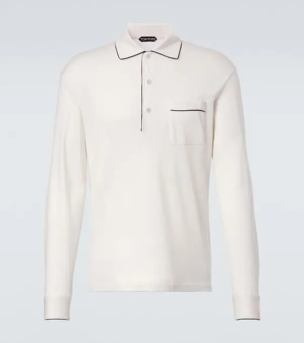 TOM FORD Silk And Cotton Piqué Polo Shirt - White