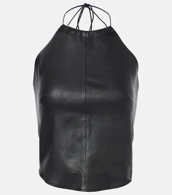 Stouls Rosie Halterneck Leather Top - Black